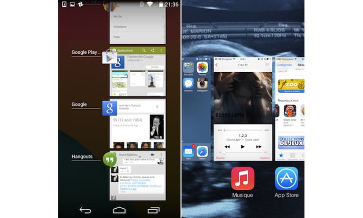 Android KitKat vs iOS 7 : comparatif des OS en images