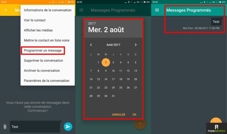 Comment programmer l'envoi d'un SMS ou MMS sur Android